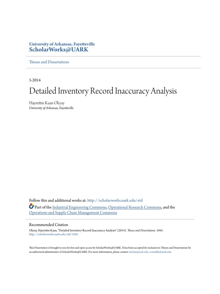 Detailed Inventory Record Inaccuracy Analysis: Scholarworks@Uark | PDF ...