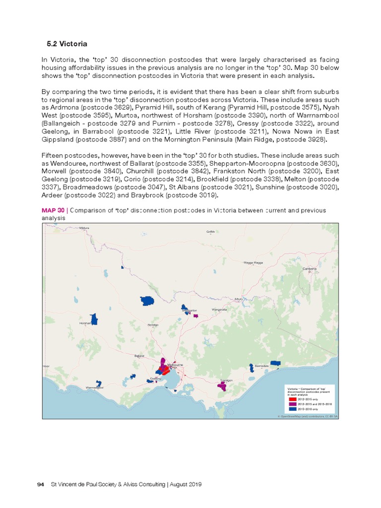 Comparison of Top' Disconnection Postcodes in Victoria Between Current ...
