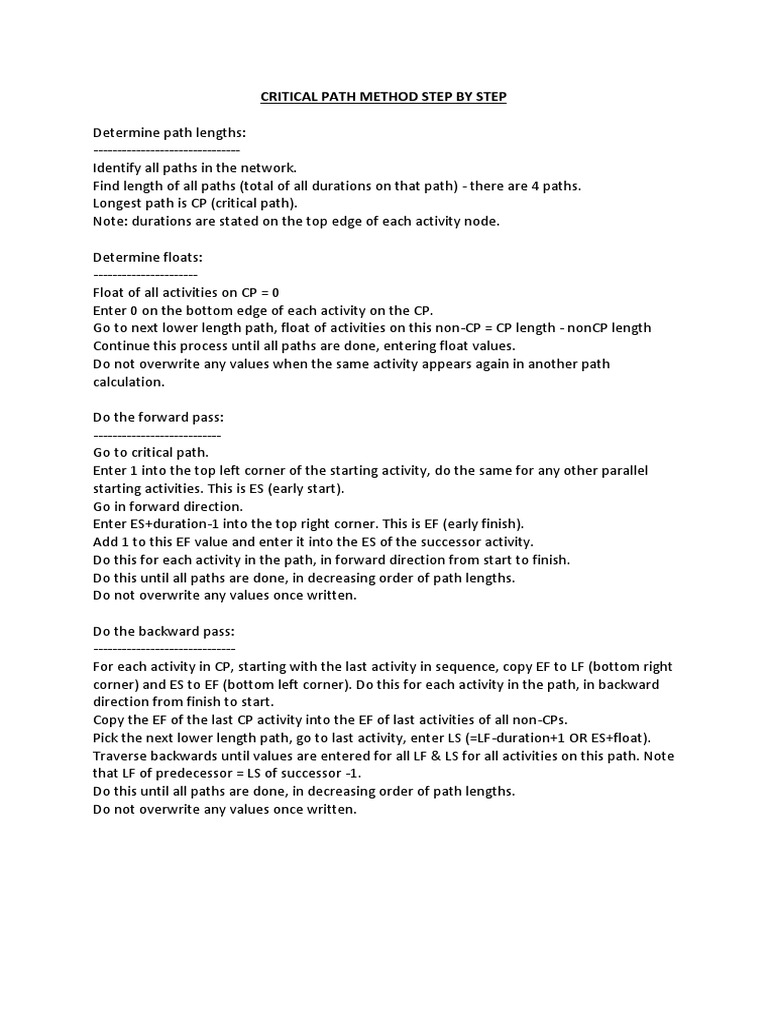 A Step-by-Step Guide to Performing Critical Path Method (CPM) Network ...
