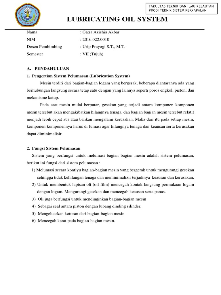 Lubricating Oil System | PDF