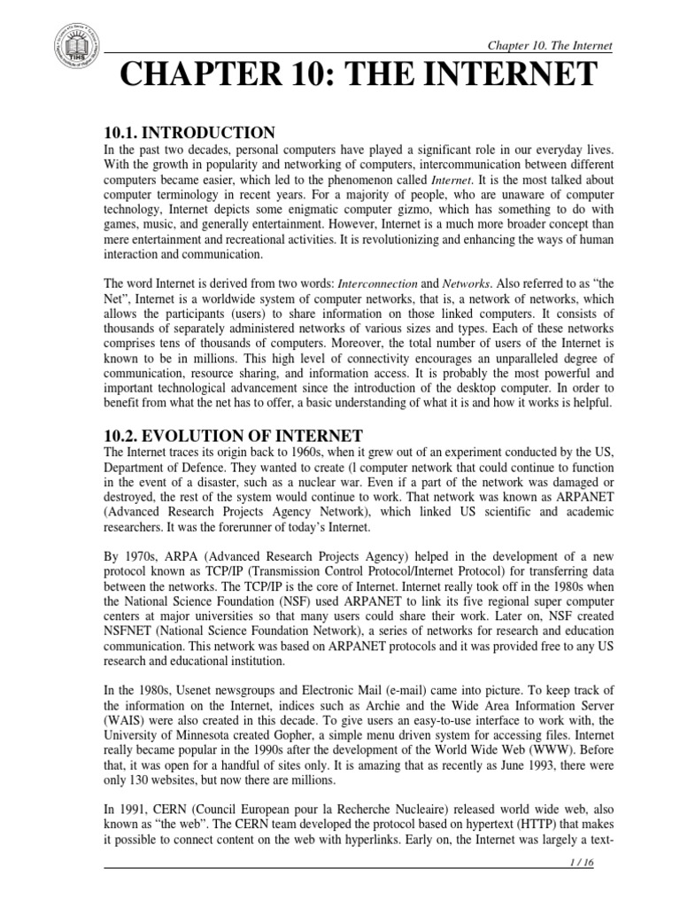 Chapter 10 - The Internet | PDF | World Wide Web | Internet & Web