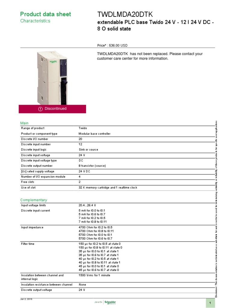 Twido - Programmable Controller - TWDLMDA20DTK PDF | PDF | Electronics | Manufactured Goods