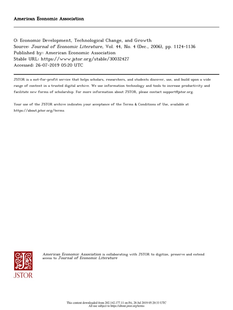 American Economic Association Journal of Economic Literature | PDF ...