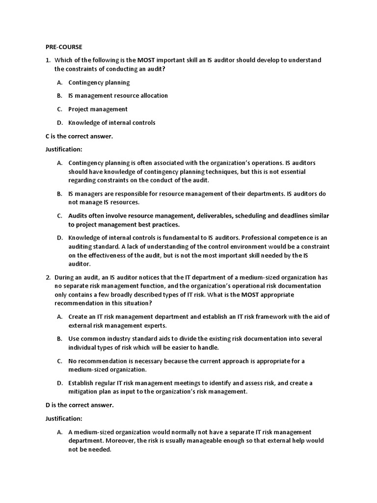 Full QA CISA With Answer | PDF | Information Security | Audit