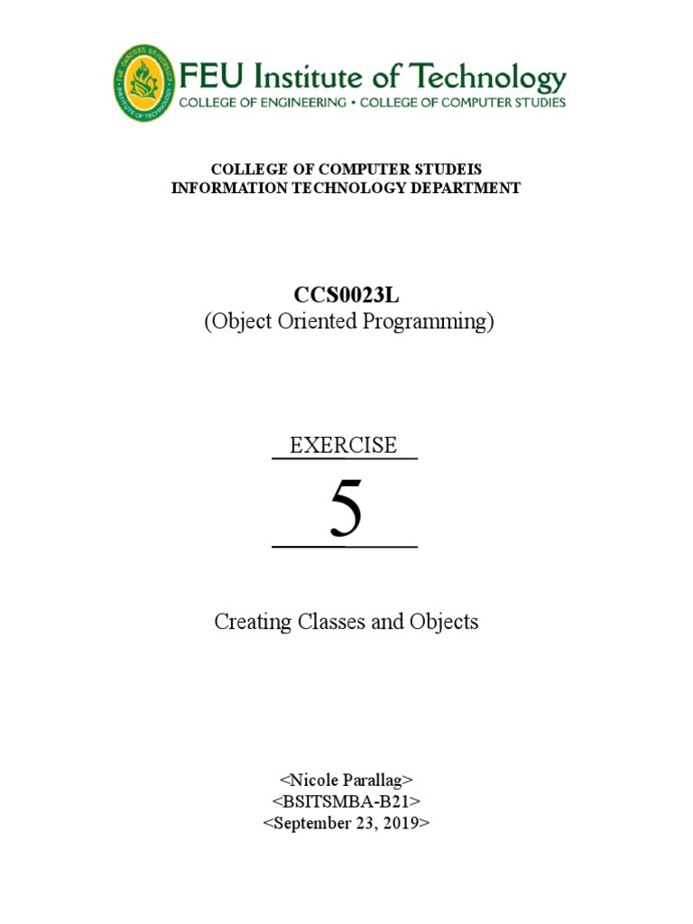 Lab5 Creating Class Diagrams Pdf Method Computer Programming Object Oriented Programming 3779