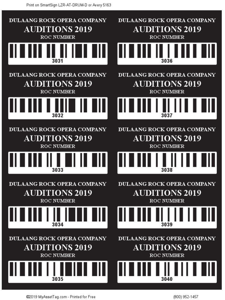Auditions 2019 Auditions 2019: Roc Number Roc Number | PDF | Science ...