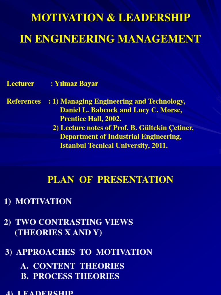 Motivation and Leadership in Engineering Management | PDF | Motivation ...
