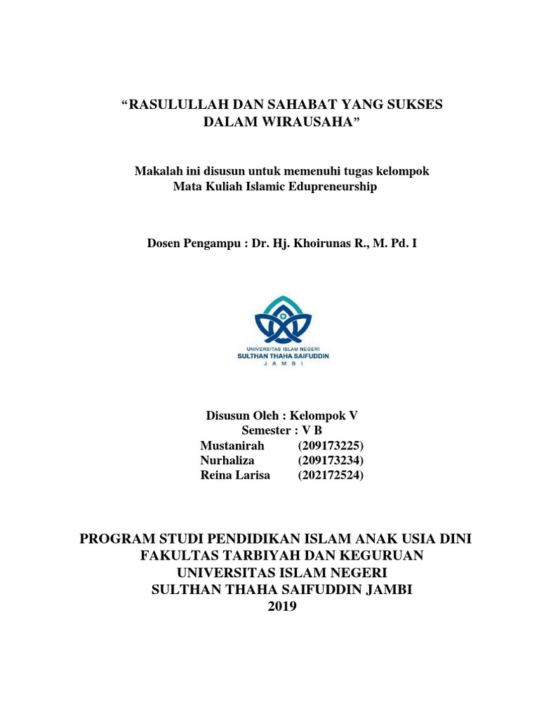 Rasulullah Dan Sahabat Yang Sukses Dalam Wirausaha | PDF