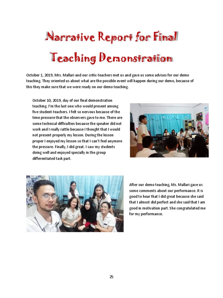 Narrative Report For Final Teaching Demonstration | PDF