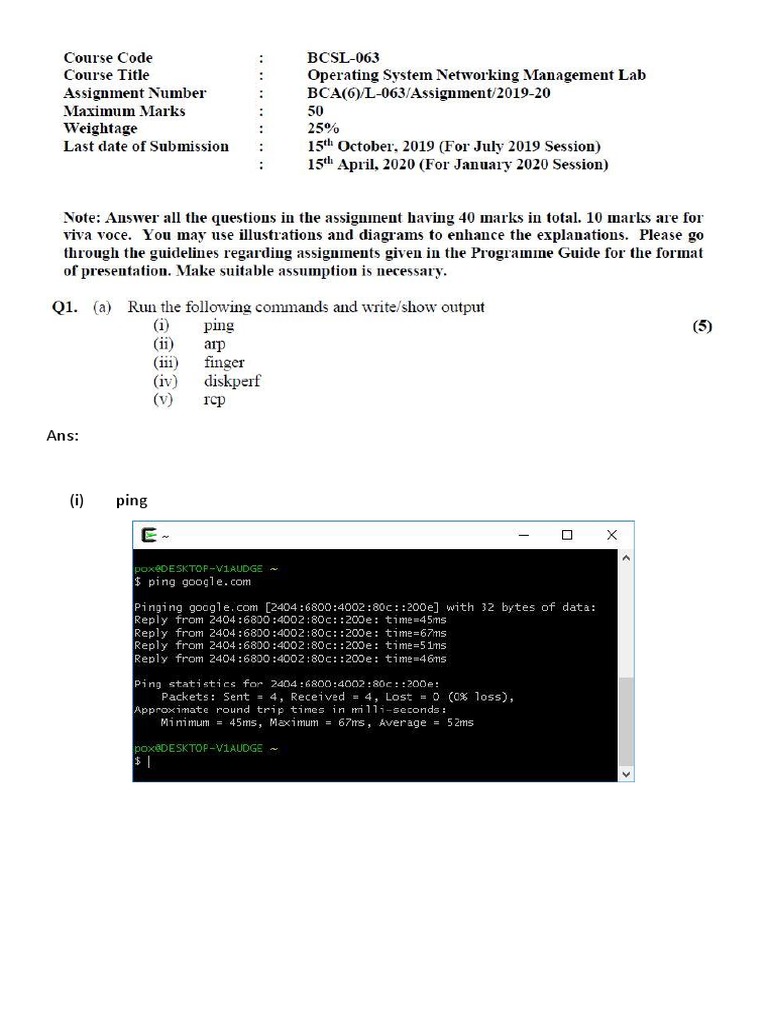 IGNOU BCSL - 063 Solved Assignment 2019-2020 | PDF | Ip Address | Network Architecture