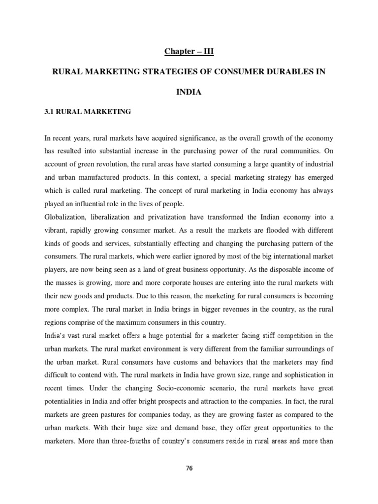 Chapter - III Rural Marketing Strategies of Consumer Durables in India ...