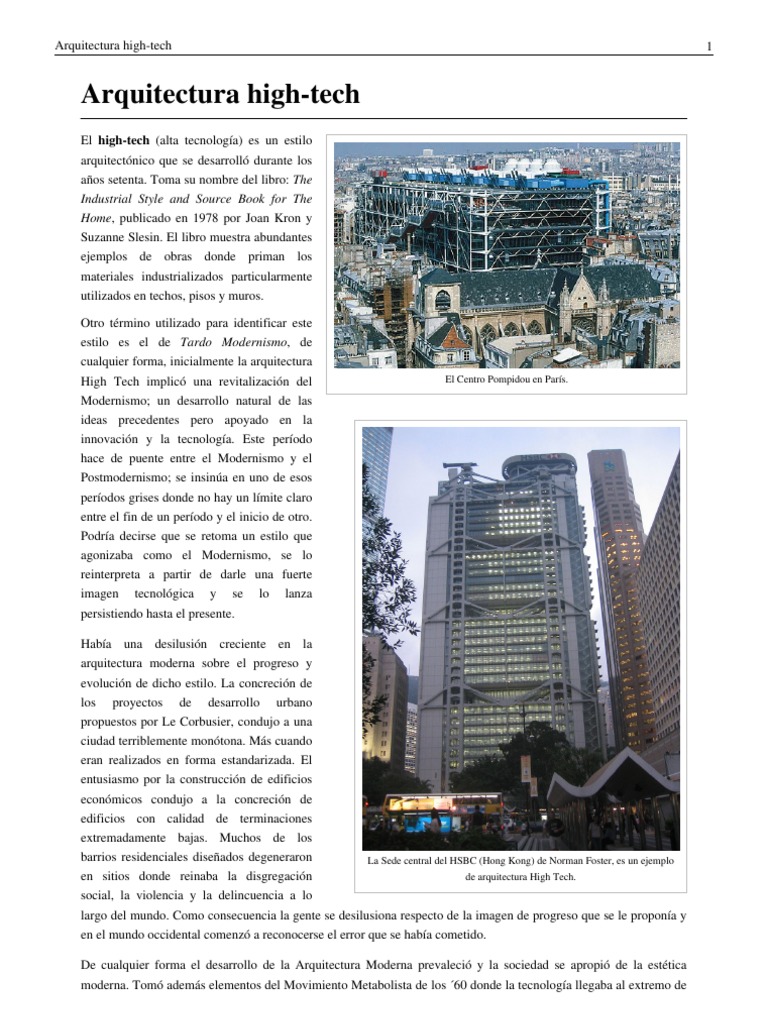 Arquitectura High - Tech | PDF | Diseño arquitectonico | Arquitectura