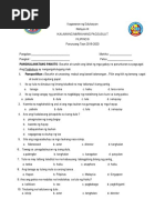UNANG MARKAHANG PAGSUSULIT-GRADE 9 With Answer key-MA'AM NERY H. SALAZAR MT-II | PDF