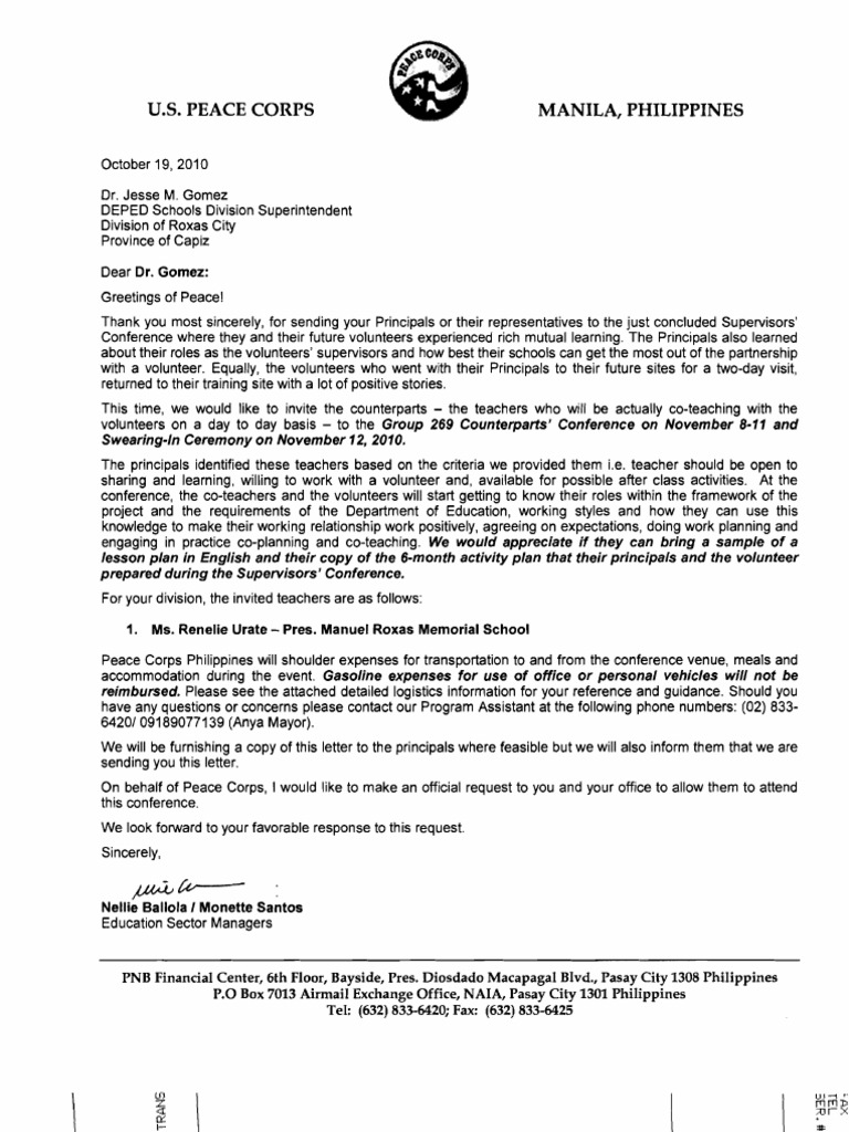 Invitation Letter - Roxas City | PDF | Learning | Behavior Modification