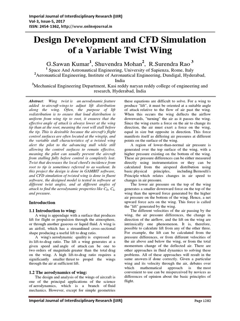 Variable Twist Wing | PDF | Wing | Lift (Force)
