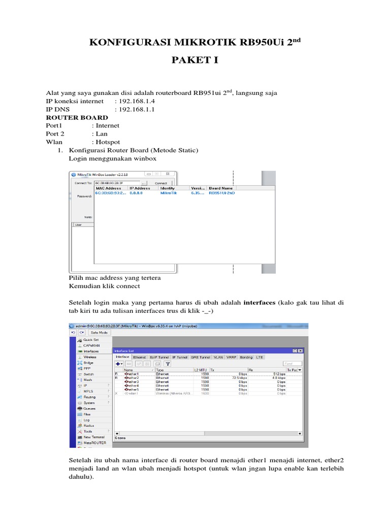 Konfigurasi Mikrotik RB951Ui-2nd | PDF