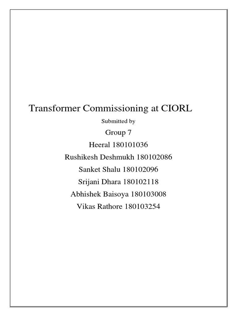 Transformer Commissioning at CIORL | PDF | Transformer | Electricity