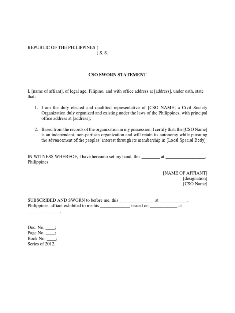 CSO Sworn Statement | PDF