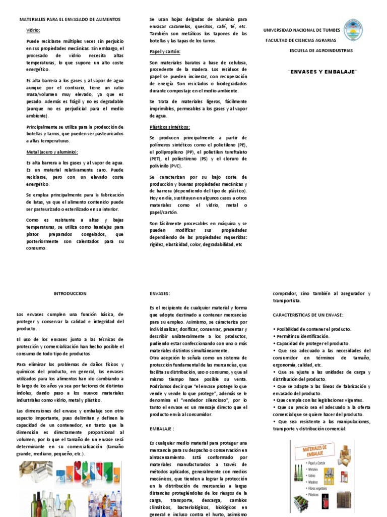 Triptico de Envases | PDF | Aluminio | El plastico