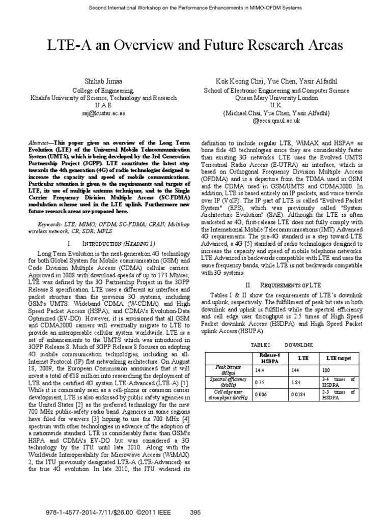 LTE-A An Overview and Future Research Areas | PDF | Lte Advanced | 4 G