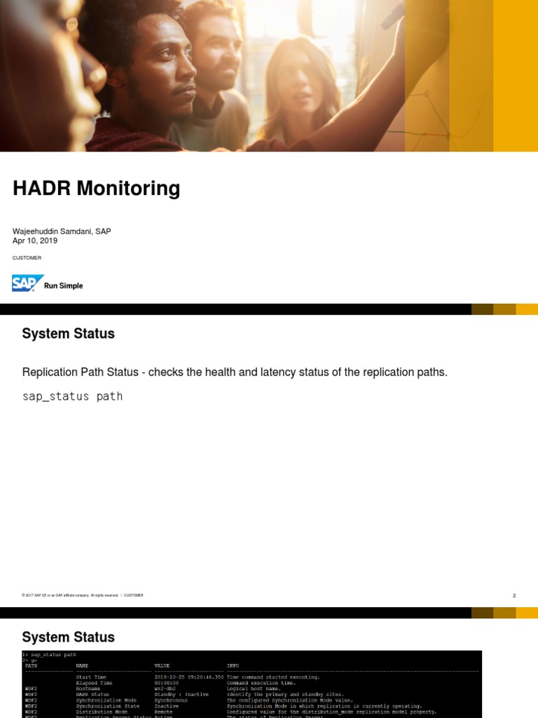 HADR Monitoring | PDF | Replication (Computing) | Sap Se