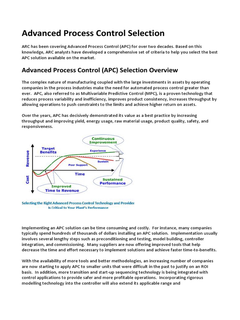 Advance Process Control Strategy Selection | PDF | Process Control ...