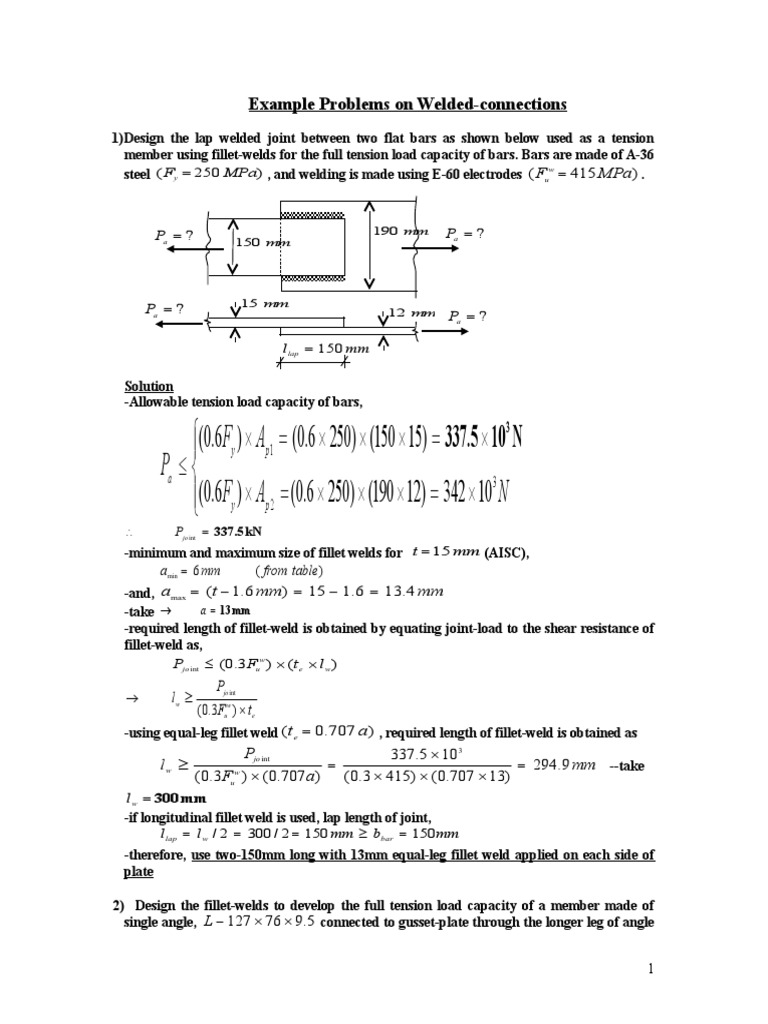 N A F A F P: Example Problems On Welded-Connections | PDF | Welding ...