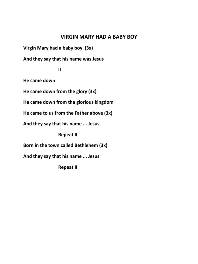 Virgin Mary Had A Baby Boy | PDF