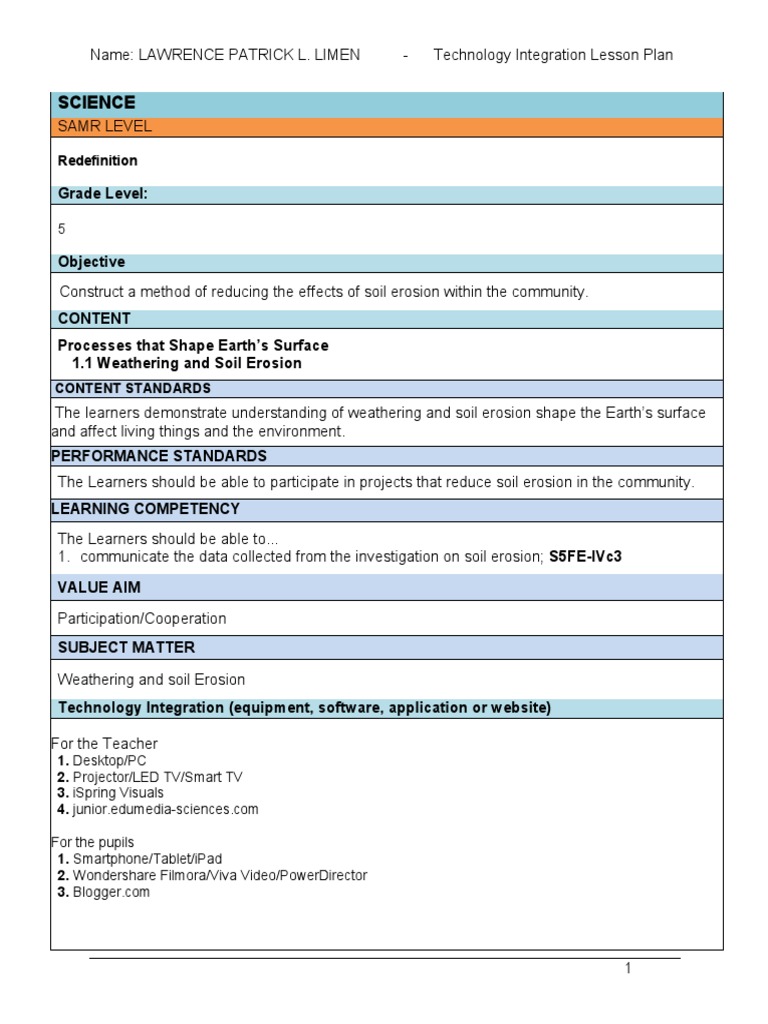 SAMR Lesson Plan | PDF | Lesson Plan | Soil