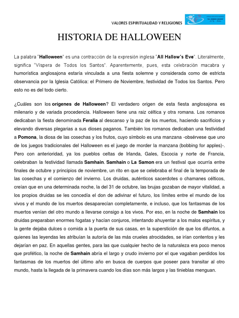 Historia de Halloween | PDF | Víspera de Todos los Santos ...