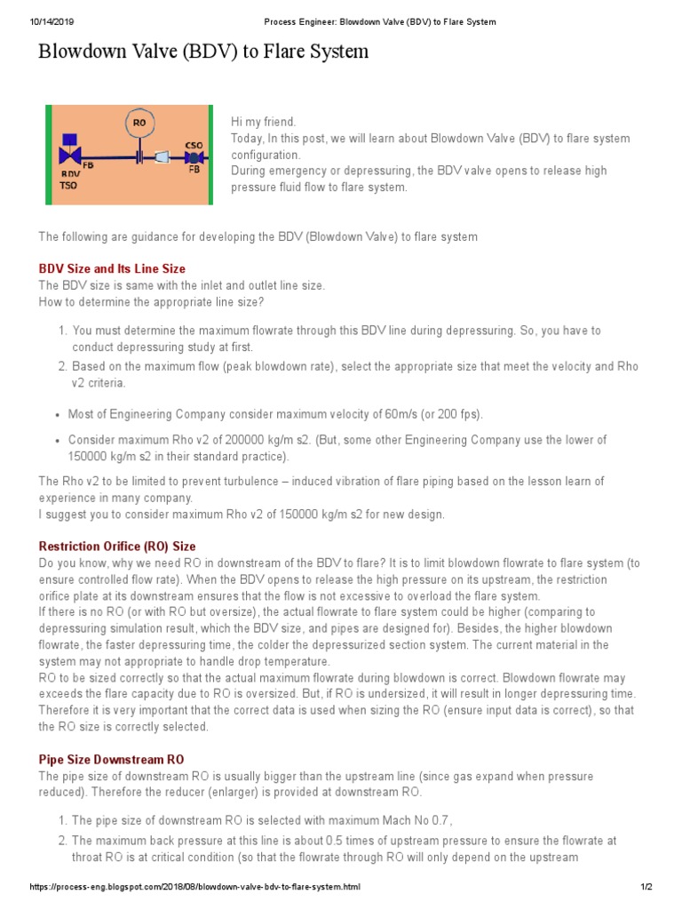 Process Engineer - Blowdown Valve (BDV) To Flare System | PDF | Valve ...