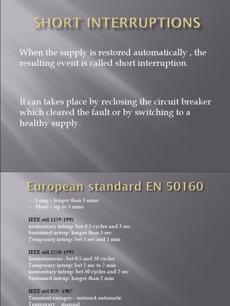 When The Supply Is Restored Automatically, The Resulting Event Is ...