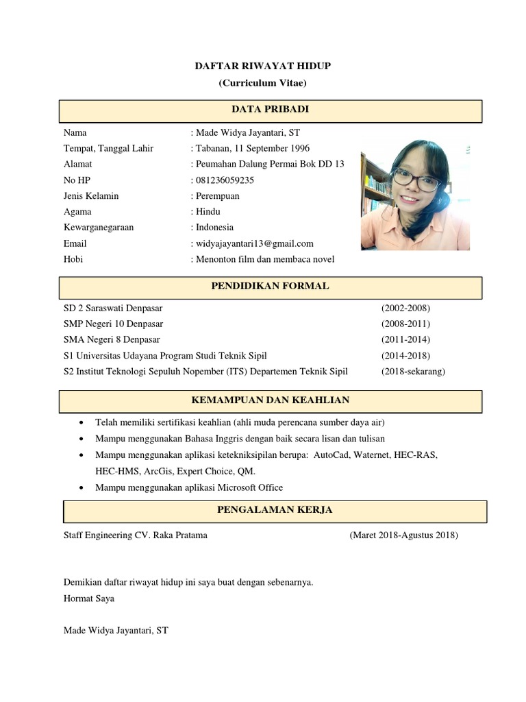 CV Made Widya Jayantari | PDF