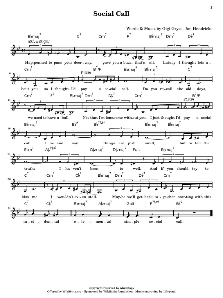 Jon Hendricks Social Call PDF | PDF