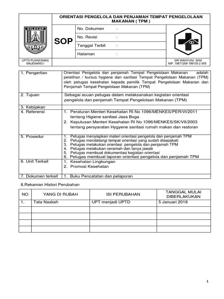 Sop Orientasi TPM | PDF
