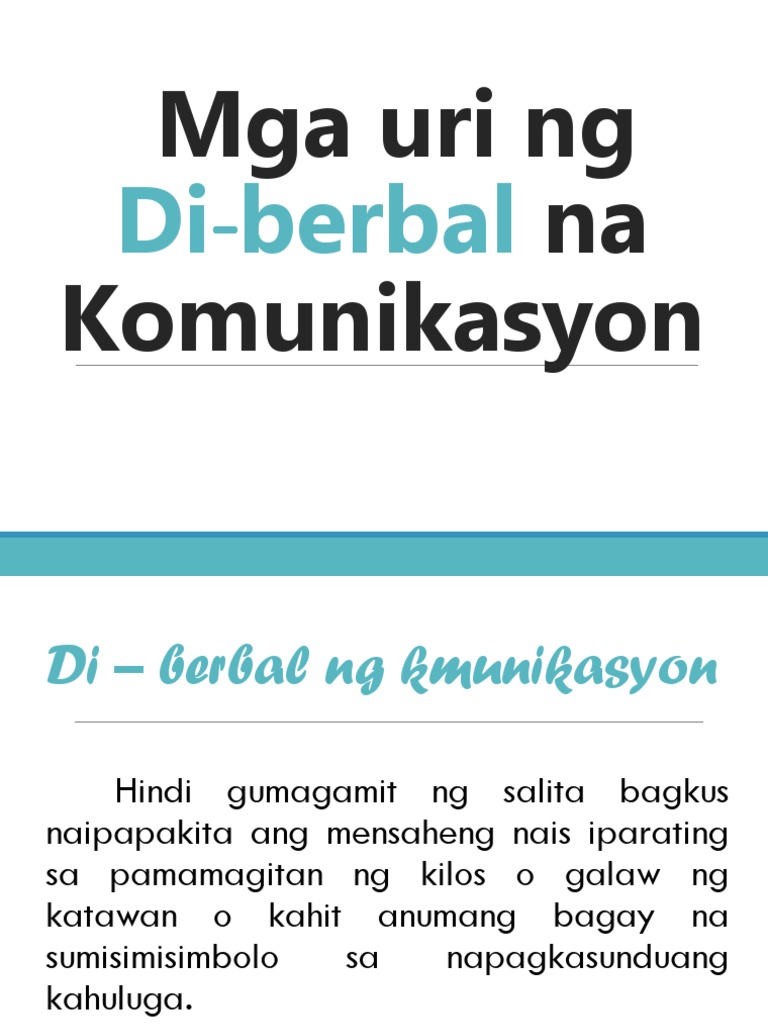 Mga Di Berbal Na Komunikasyon 1