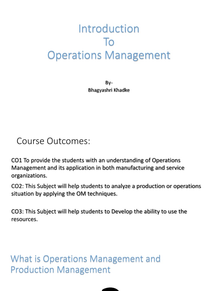 Introduction To OM | PDF