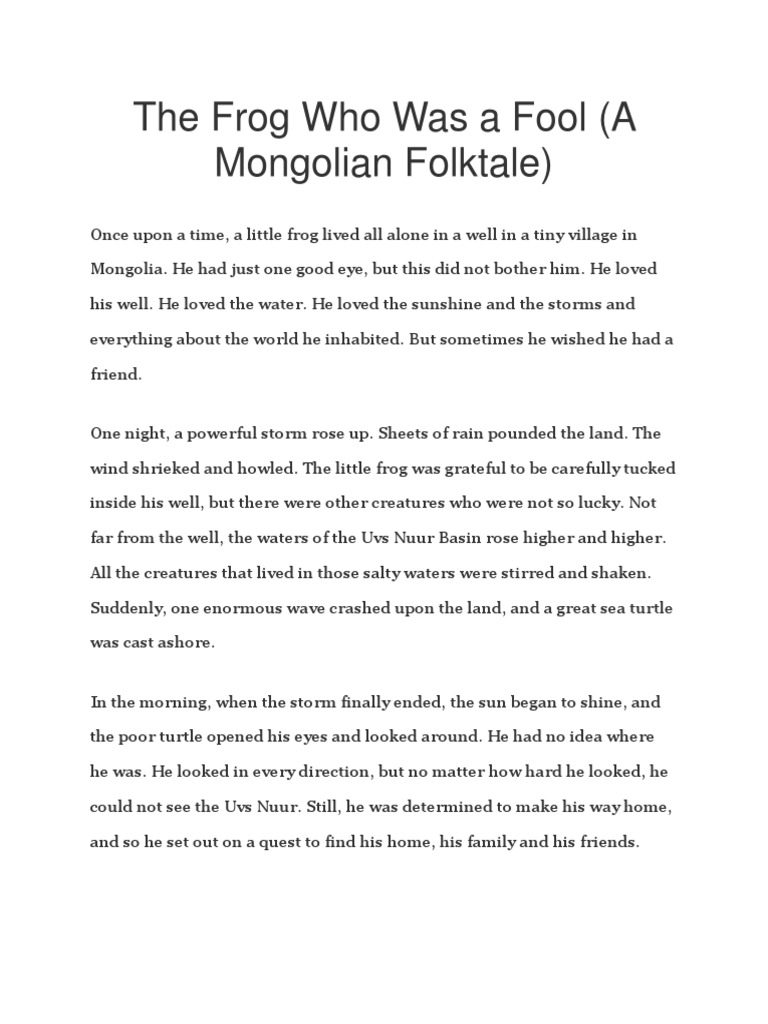 The Frog Who Was A Fool (A Mongolian Folktale) | PDF