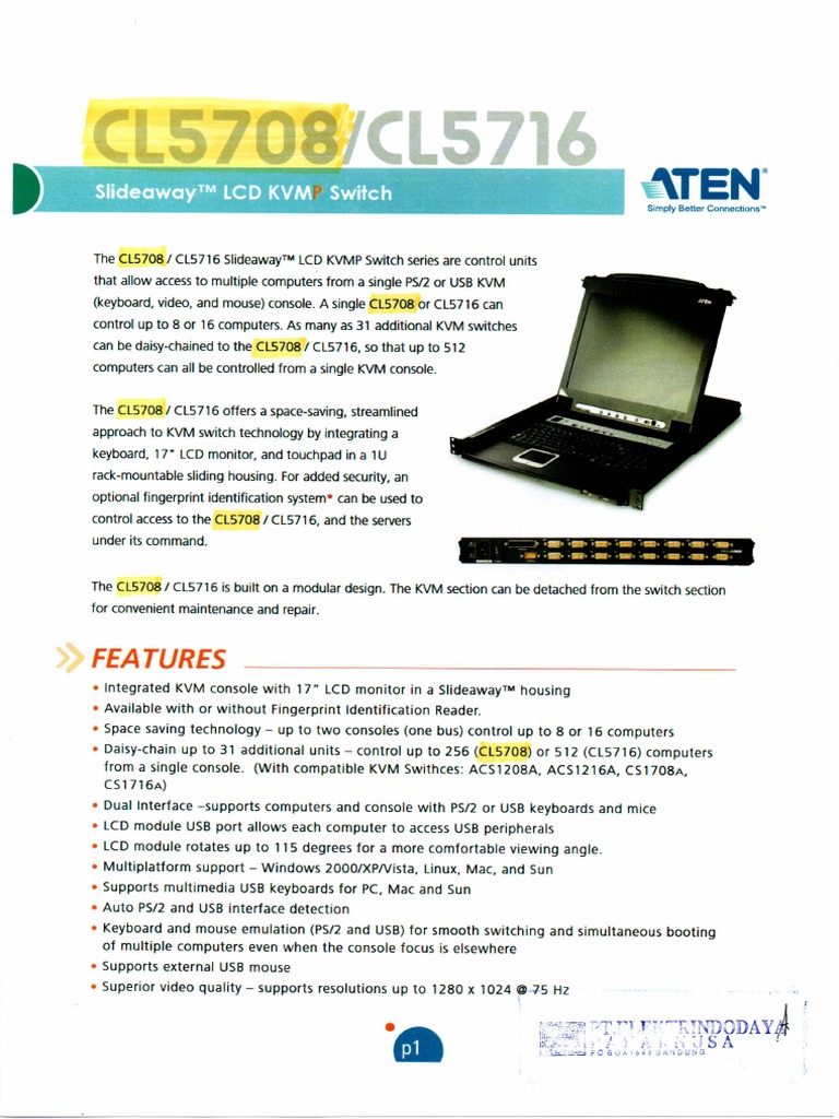 KVM Switch (Aten Cl5708) | PDF
