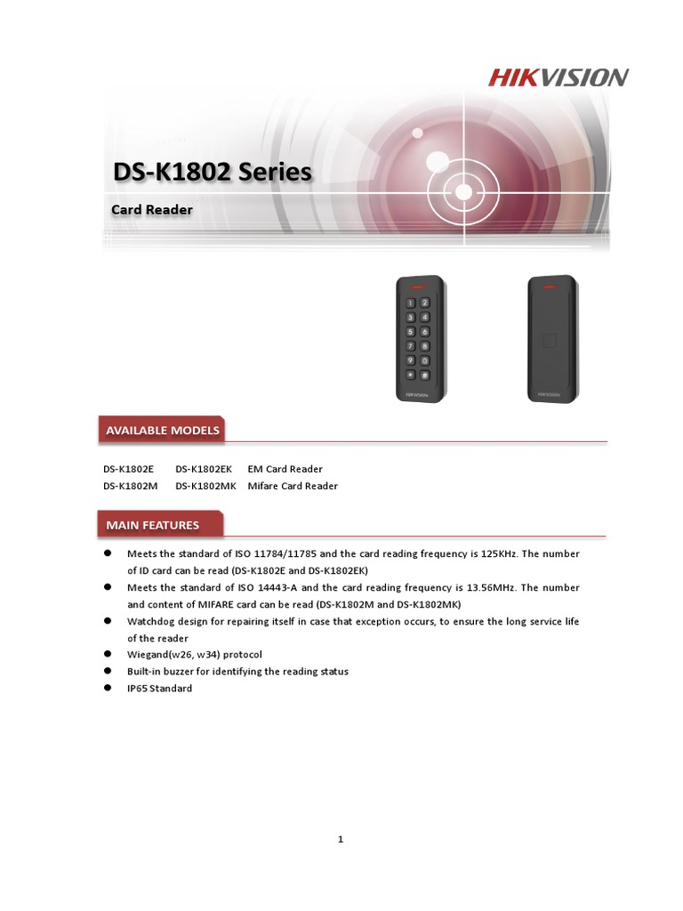 DS-K1802E - DS-K1802EK - Ficha Tecnica PDF | PDF