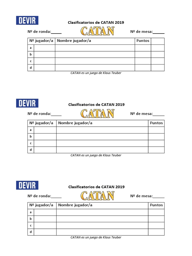 Catan Fichas de Puntuación | PDF