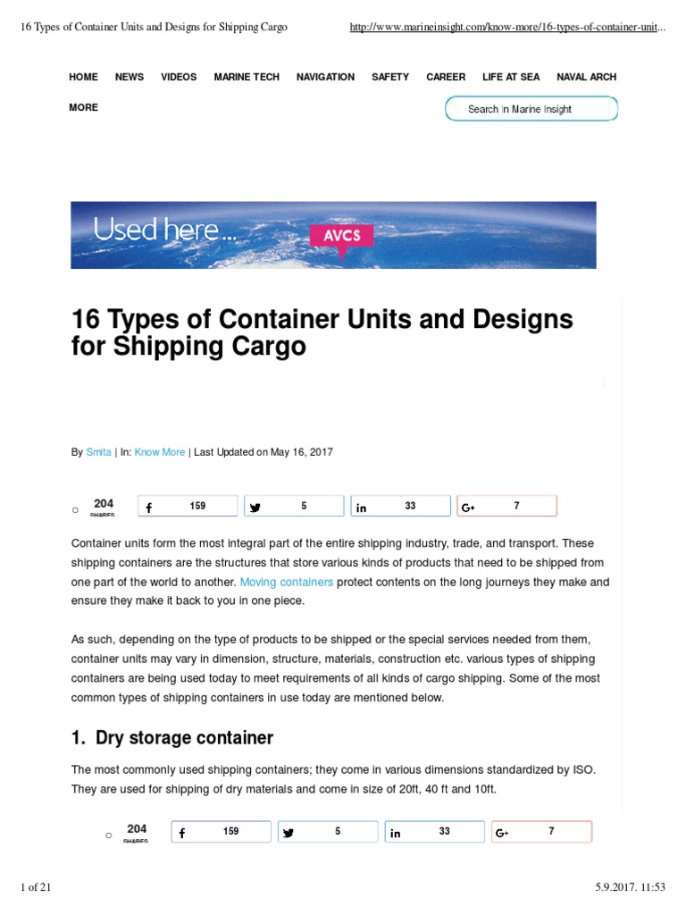 16 Types of Container Units | PDF | Cargo | Freight Transport
