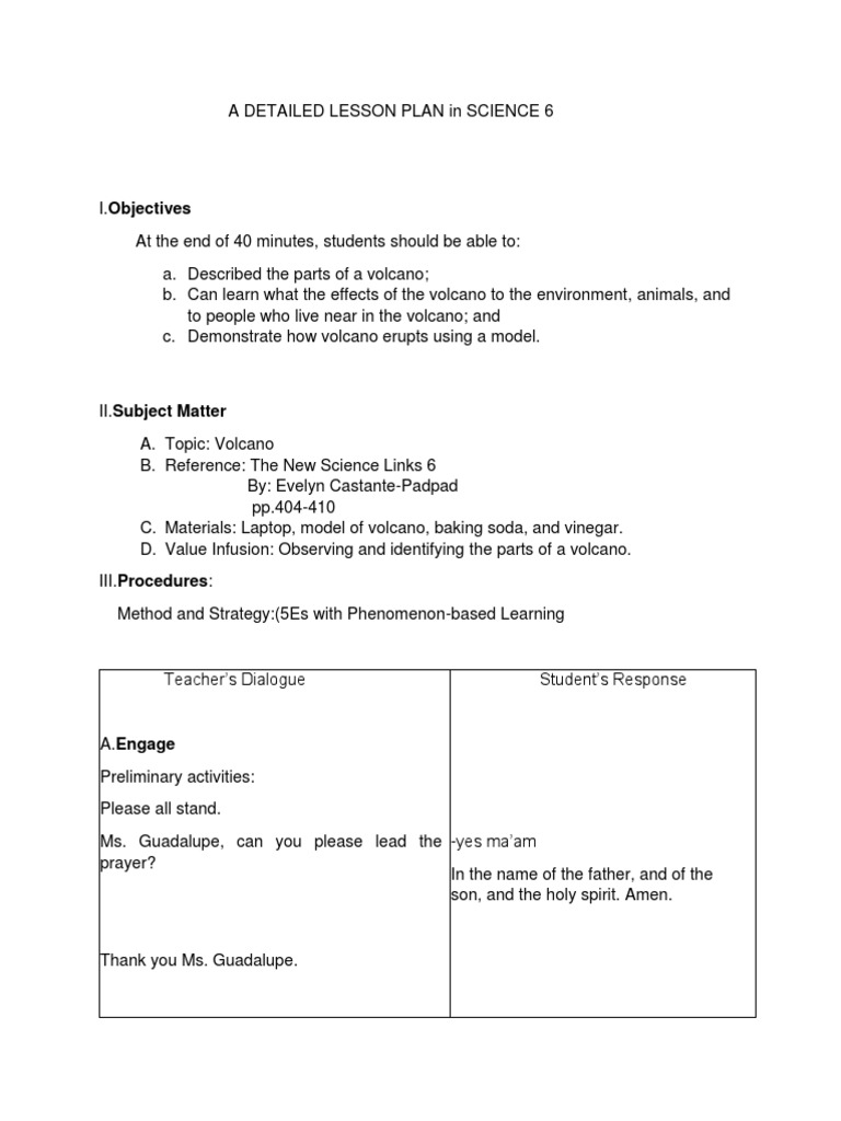 A Detailed Lesson Plan in Science 6 | PDF | Volcano | Lava