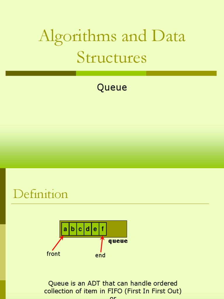 Algorithms And Data Structures Queue Pdf Queue Abstract Data Type 6633