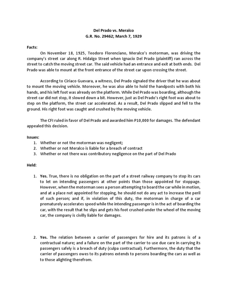 Del Prado vs. Meralco | PDF | Negligence | Civil Law (Legal System)