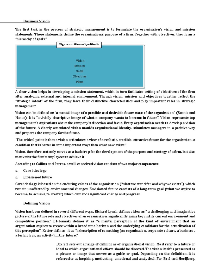 Defining Vision in Strategic Management | PDF | Goal | Strategic Planning