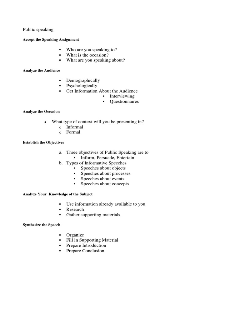 Accept The Speaking Assignment | PDF