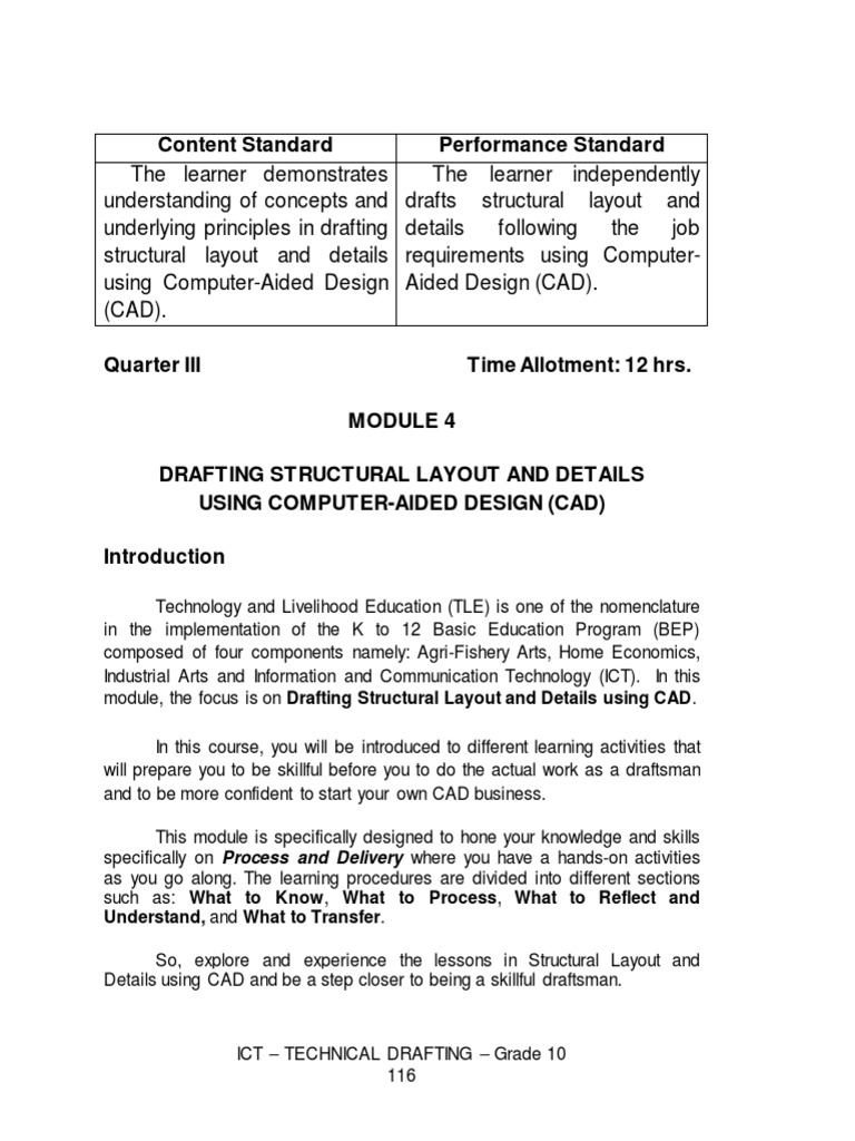 Grade 10 CAD Structural Drafting Module | PDF | Technical Drawing ...