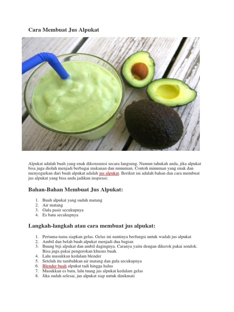 Cara Membuat Jus Alpukat Sederhana | PDF | Pengembangan Diri
