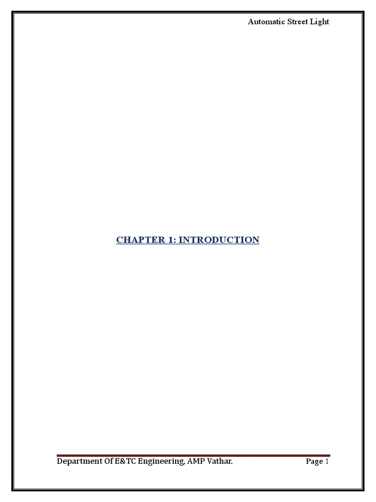 Automatic Street Light: Chapter 1: Introduction | PDF | Printed Circuit ...